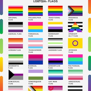 LGBTQIA+ Pride Flags Poster | Pride Flags 1 & 2 | LGBTQ Flag | LGBT ...