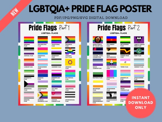 LGBTQIA Pride Flags Poster Pride Flags 1 & 2 LGBTQ Flag - Etsy