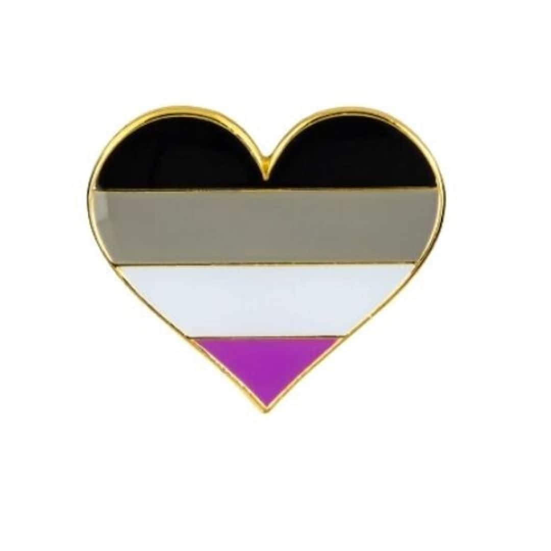 Asexual Flag Pride Flag Heart Enamel Pin | LGBTQ+ Pride Pin Label ...