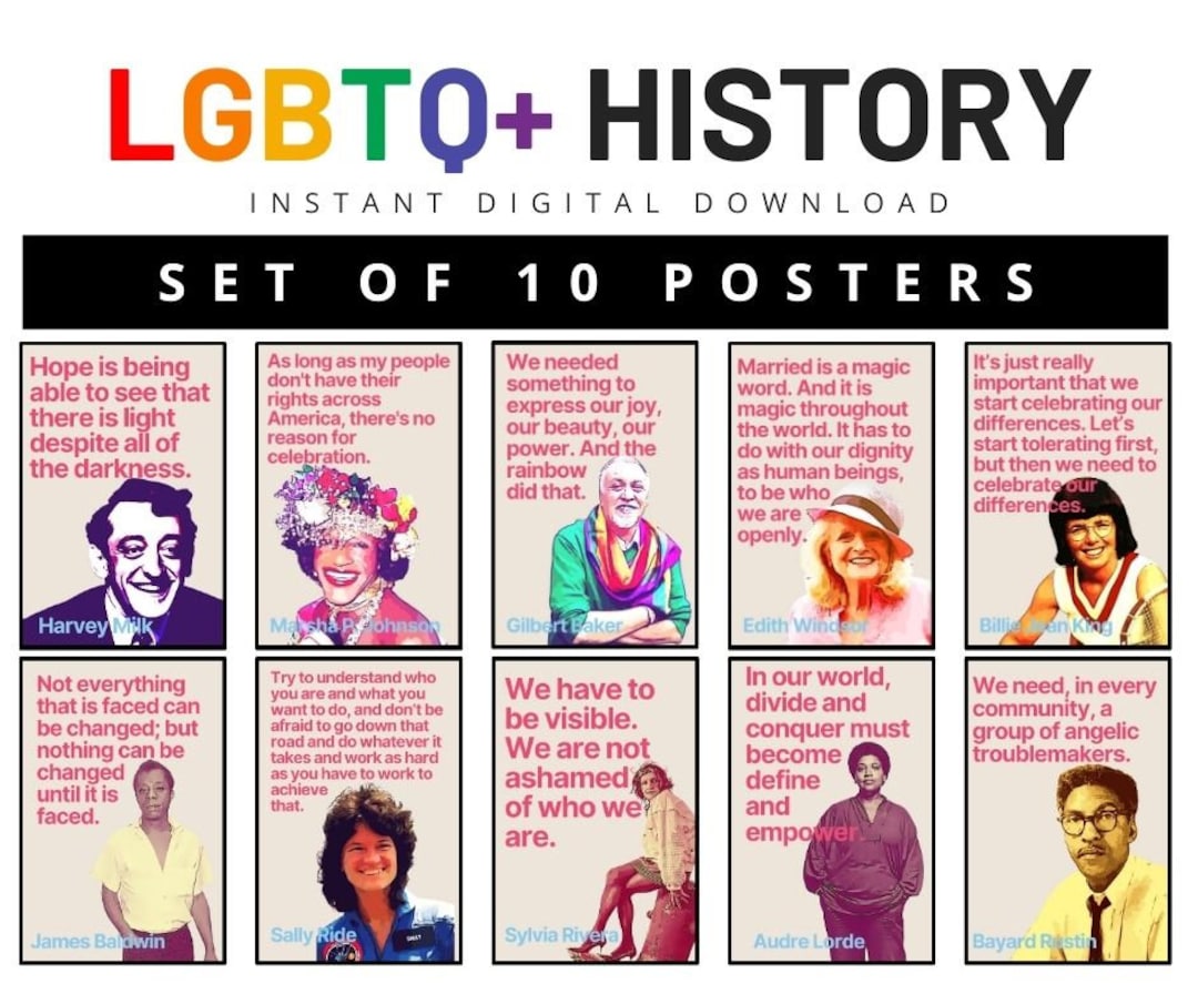 Vintage LGBTQ+ Inspirational Quote Posters | Set of 10 | Diverse ...