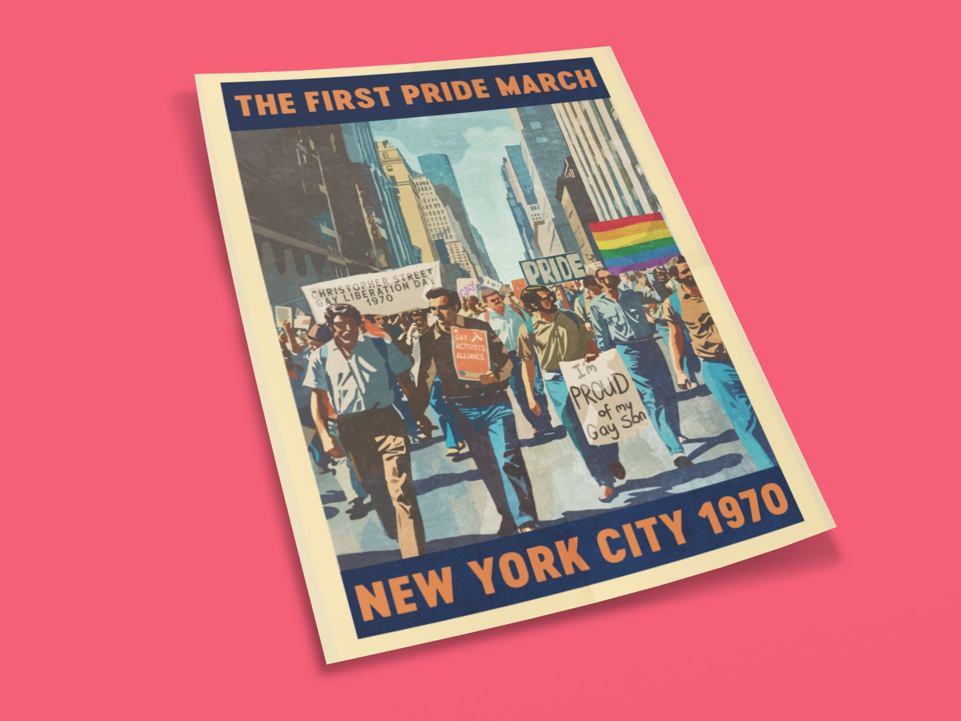 Vintage the First Pride March NYC Art Poster: New York City 1970 LGBTQ+ ...