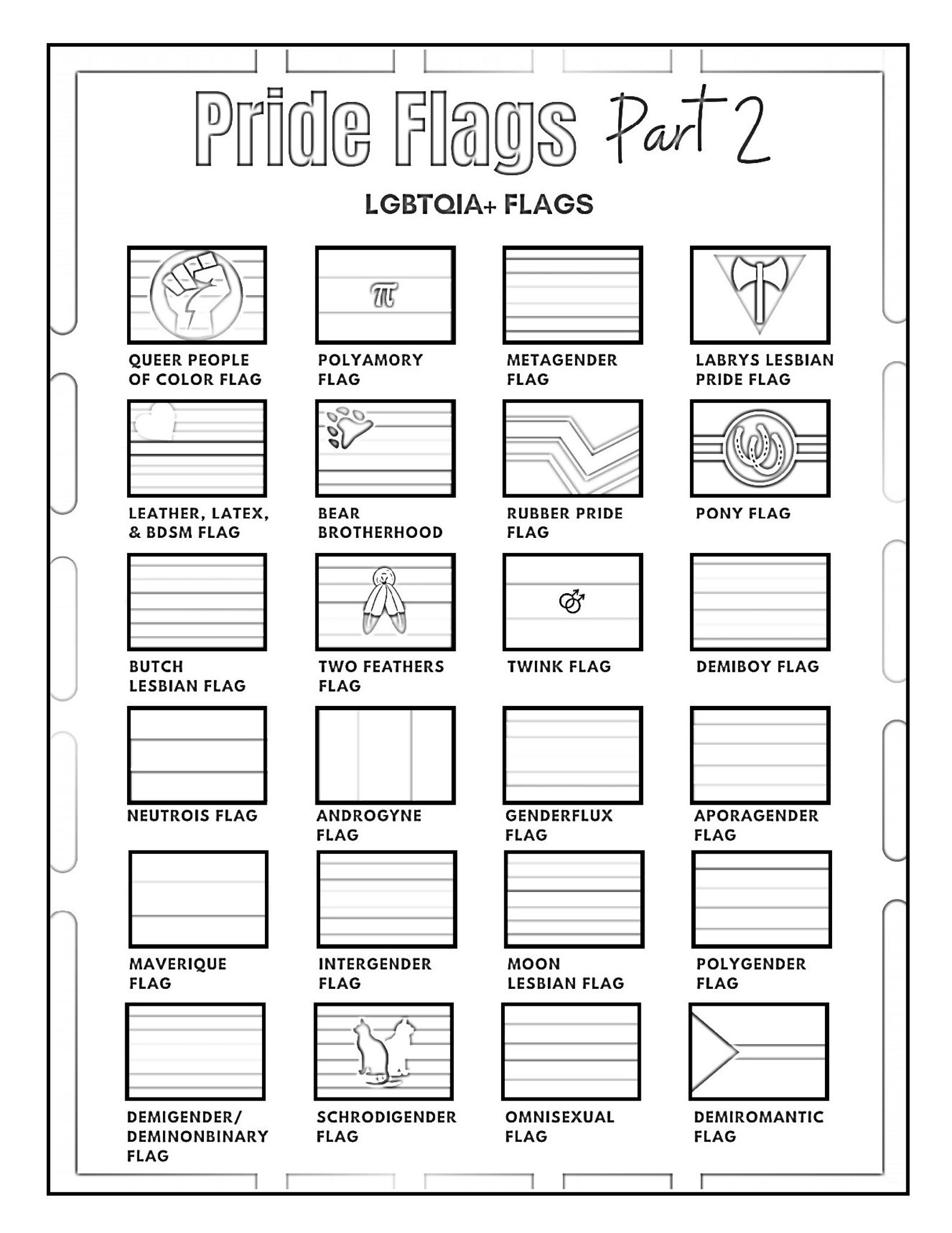 LGBTQIA Pride Flags Coloring Pages Education Printable Etsy LGBTQIA Pride Flags Coloring Pages Education Printable Etsy