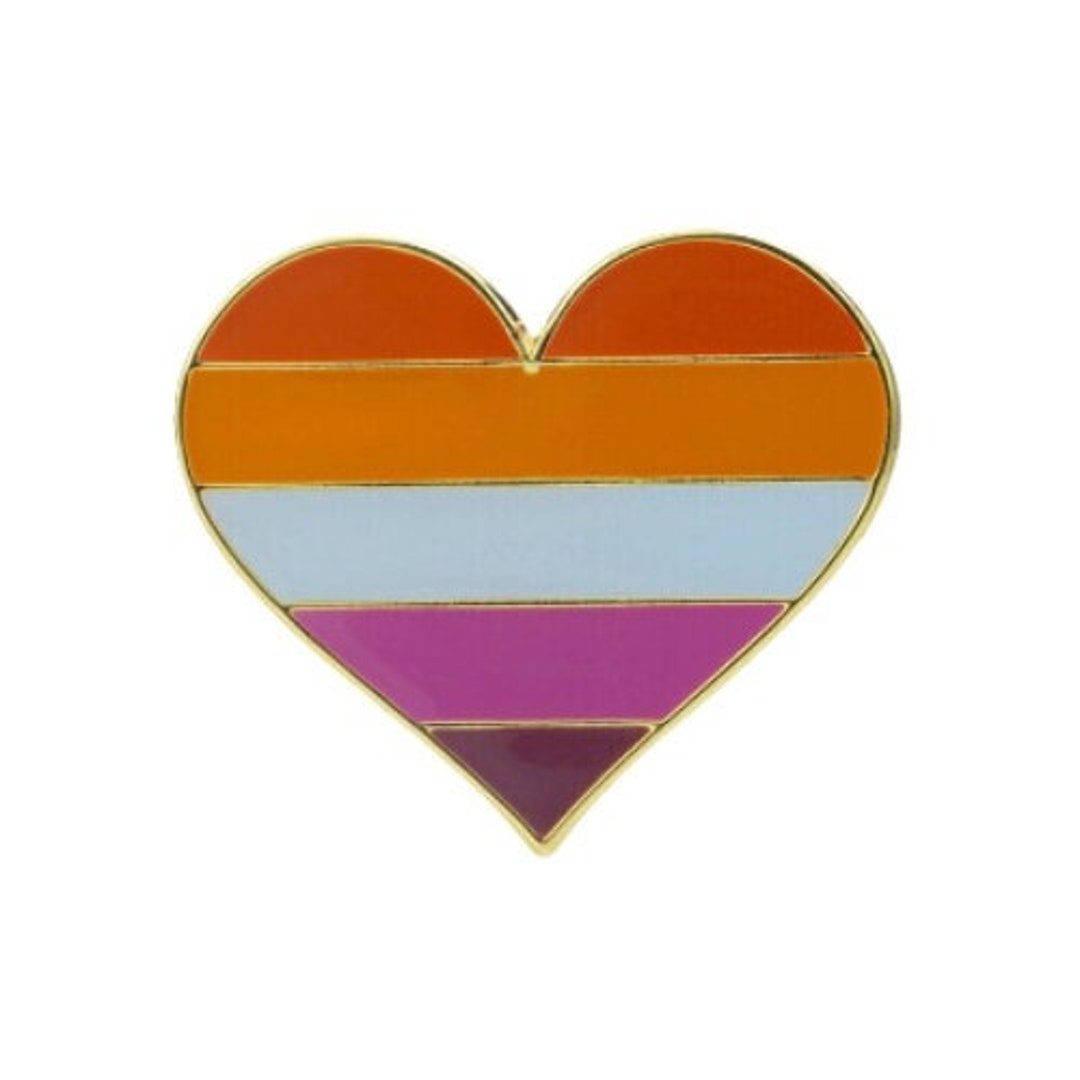 Lesbian Pride Flag Heart Enamel Pin Lgbtq Pride Pin Label Brooch Etsy