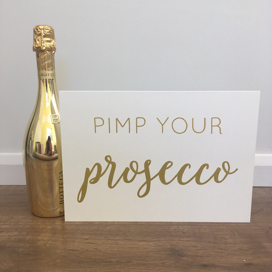 Pimp your prosecco wooden wedding sign hand painted | Etsy