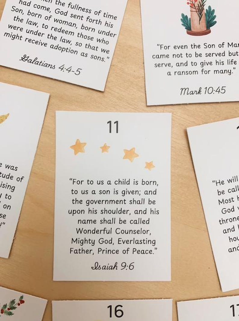 Printable Advent Calendar Bible Verse Cards - Etsy