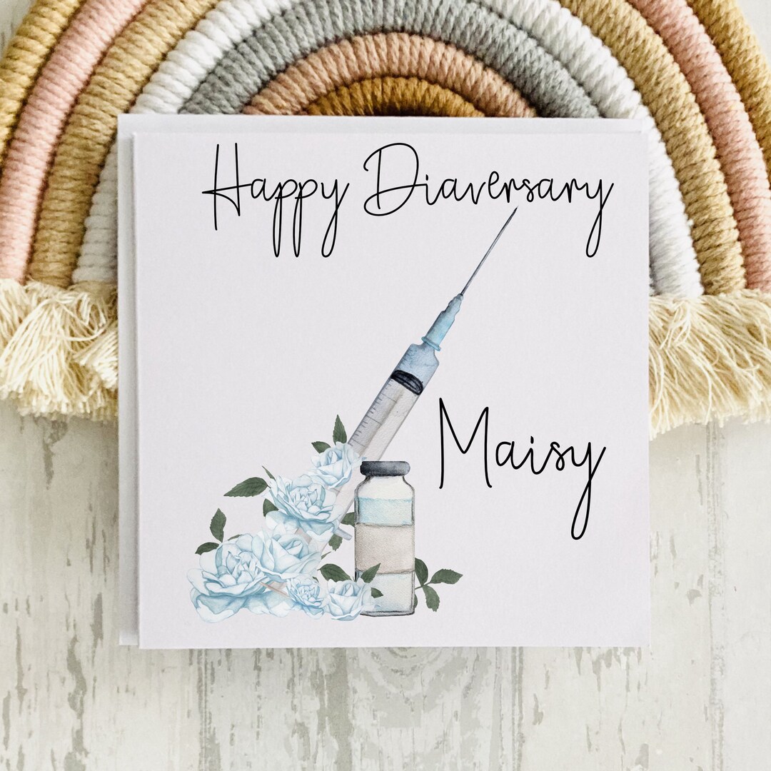 Diaversary Card, Diabetic Anniversary, Syringe and Needle Design - Etsy