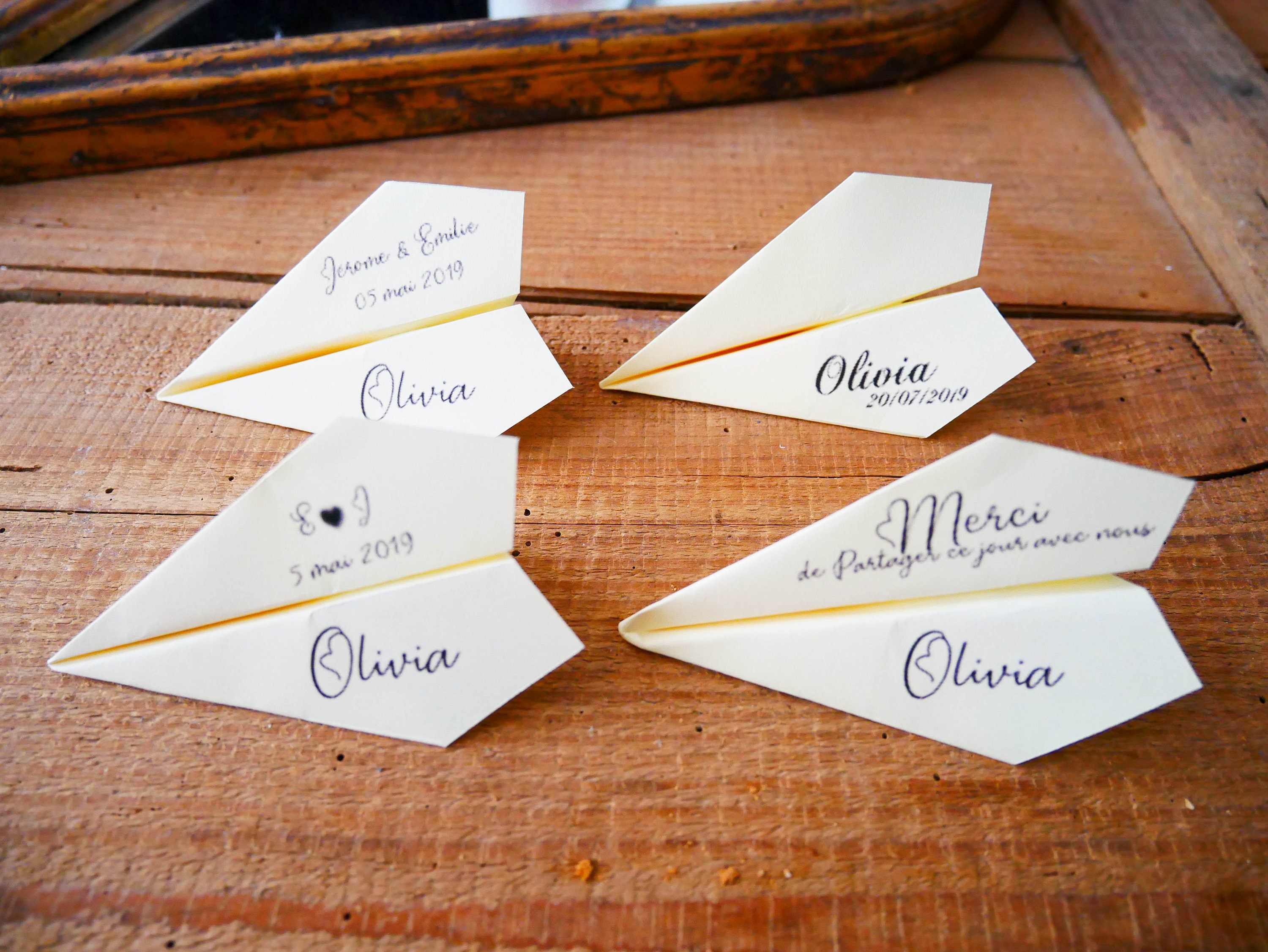 Brand place Origami Plane Name tag Wedding Personalized | Etsy