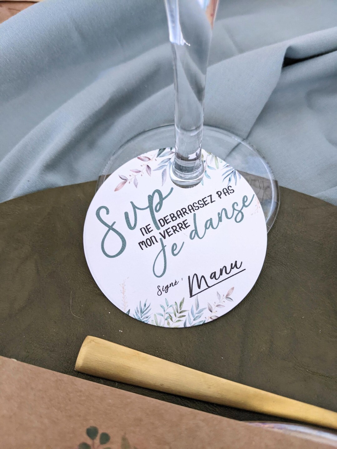 Personalized Round Glass Marker - Wedding Glass Stem - Etsy