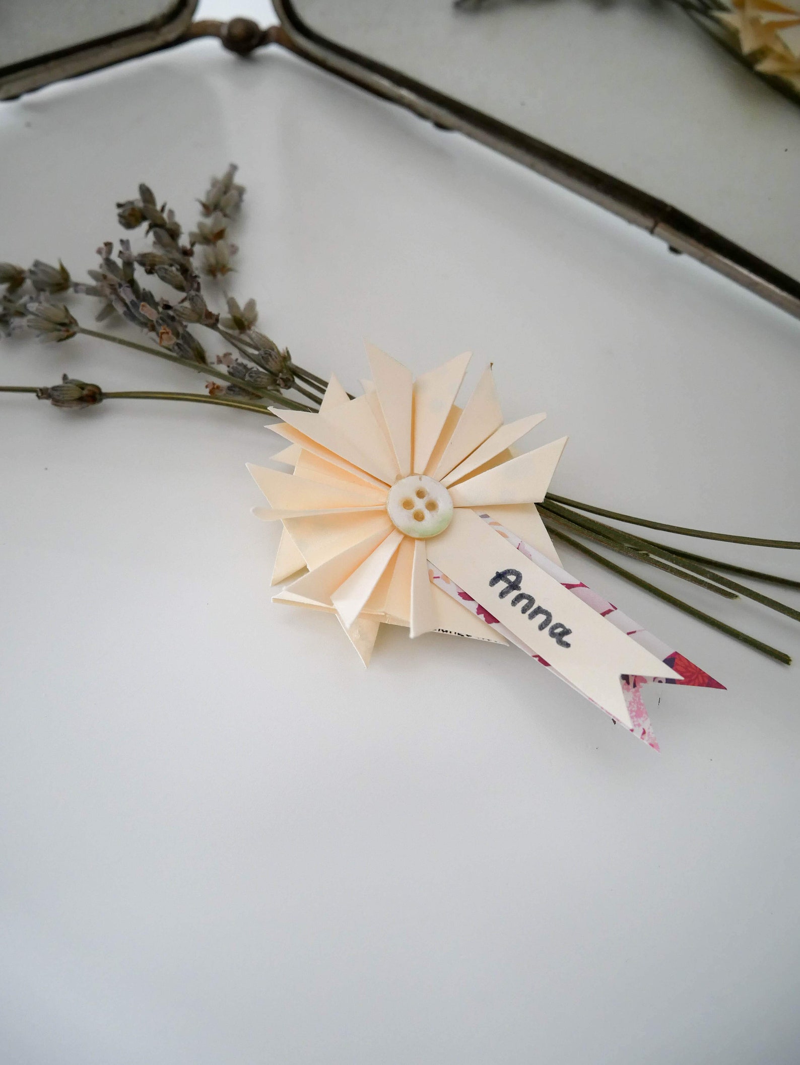 Brand place Heart Origami Name tag Romantic Wedding | Etsy