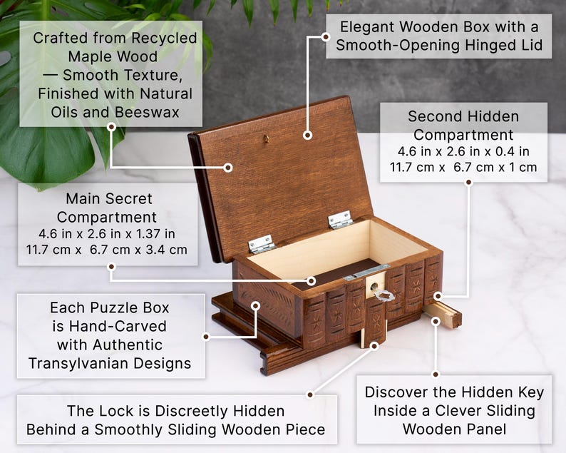 Puzzles Box With 2 Secret Compartments, Puzzle Box With Hidden ...