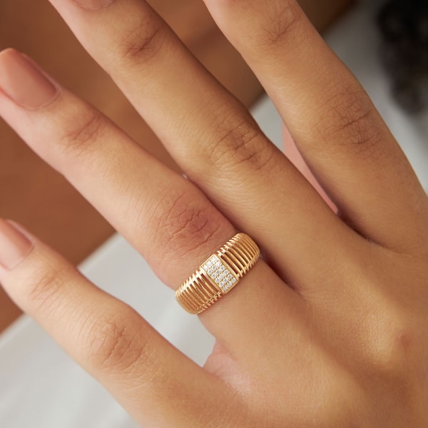Diamond Row Line Ring - Etsy