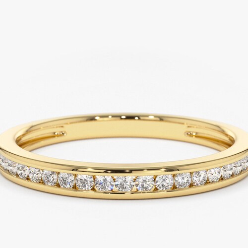 Channel Set Diamond Eternity Ring . Stacking Ring. Wedding - Etsy