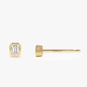 Emerald Cut Stud Earrings in 14k Solid Gold / Trending Diamond Studs / Natural Diamond Studs ...