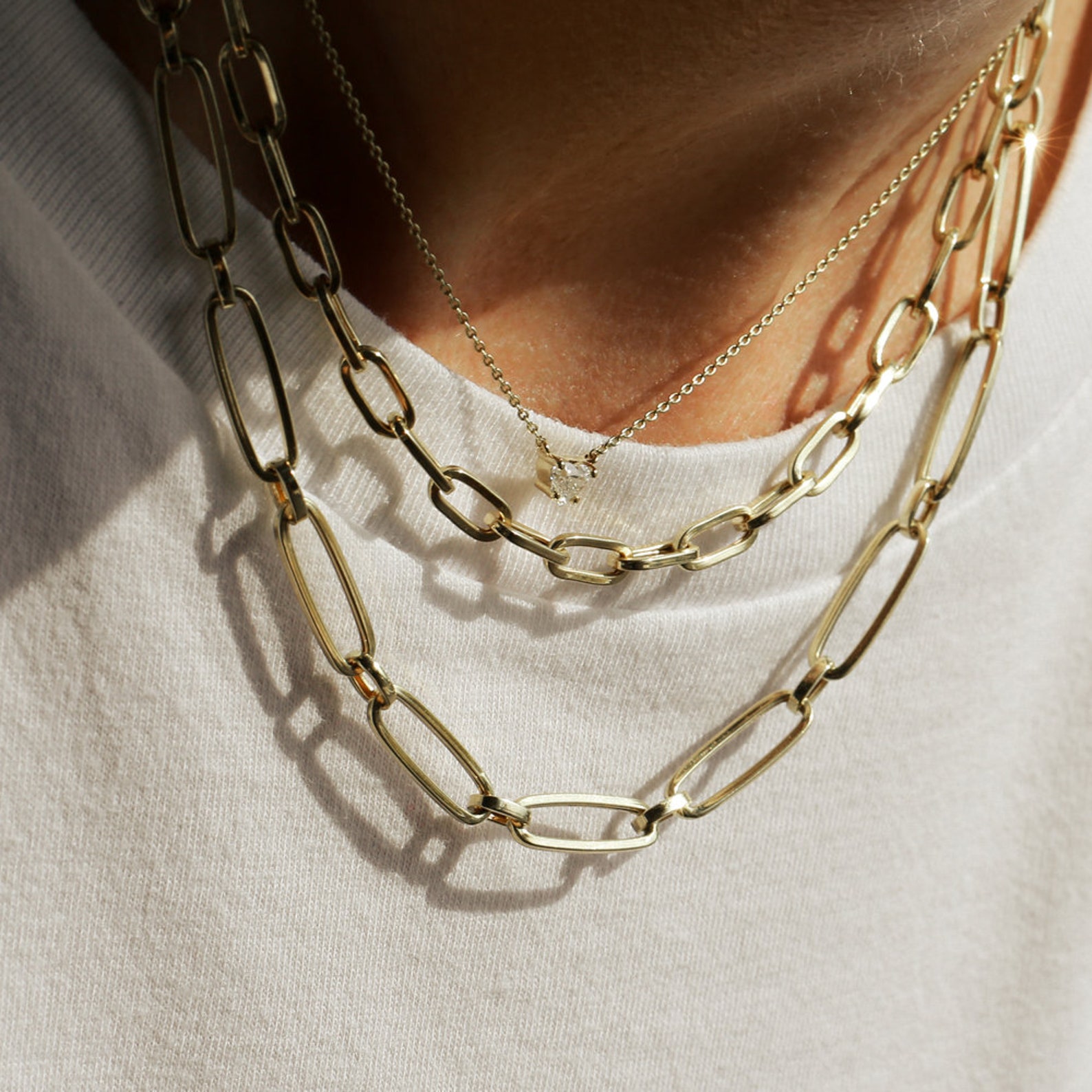 Gold Necklace / 14k Gold Link Chain Necklace / Oval Link Chain Necklace ...