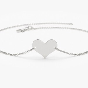 14k Gold Heart Bracelet / Heart Bracelet / Gold Bracelet / Love ...