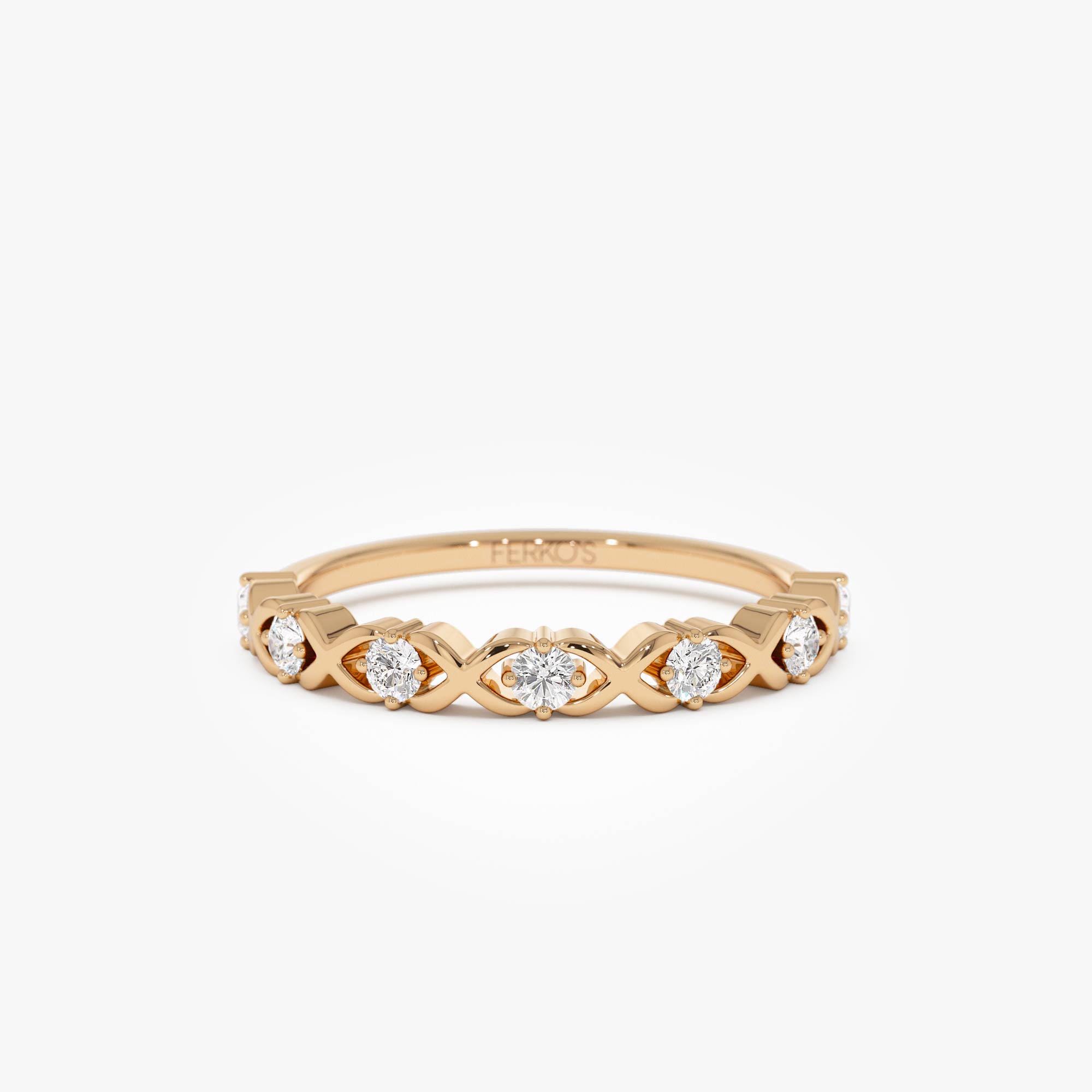 Diamond Ring, Diamond X Shape Band, 14K Gold 0.25 Ctw Round Cut ...
