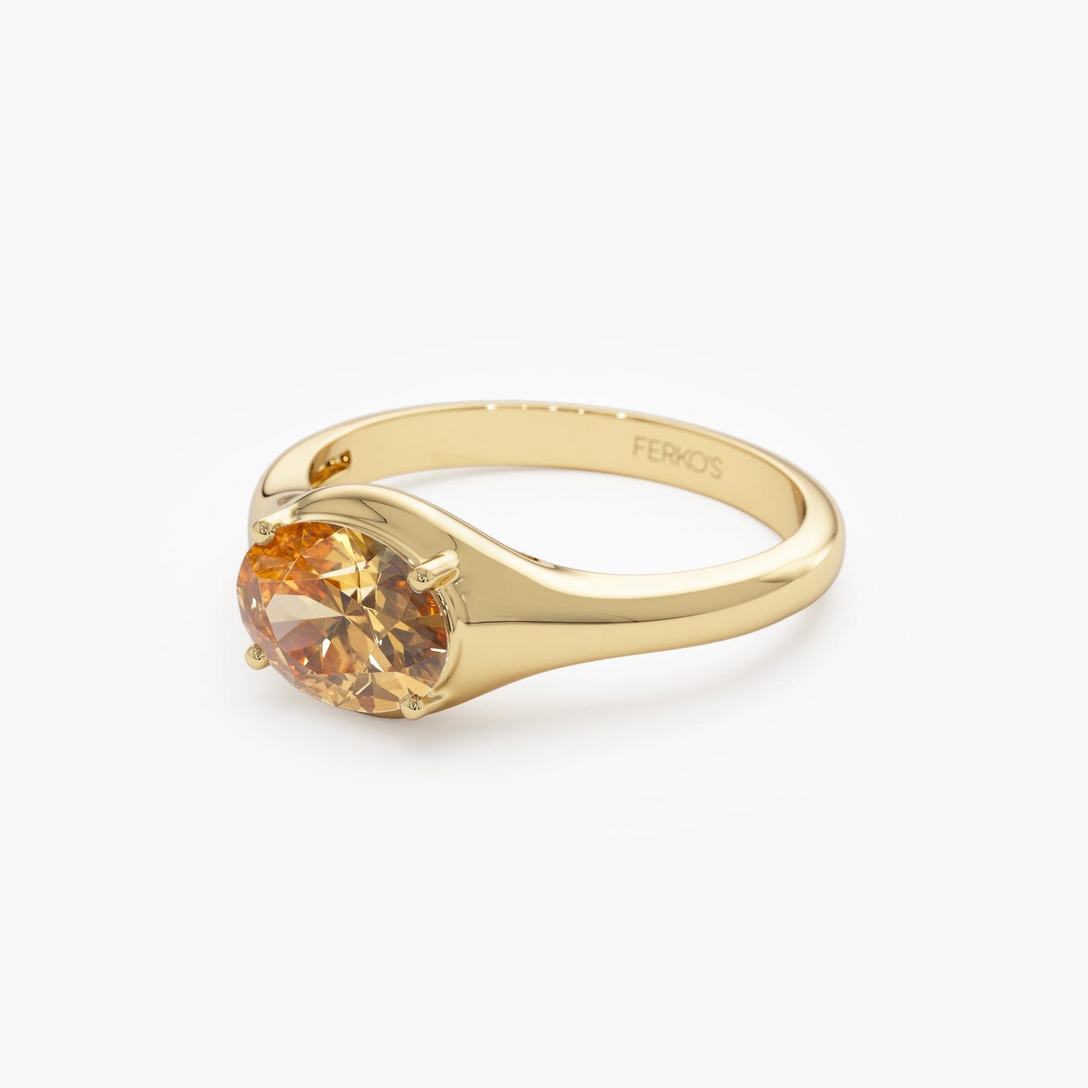 Citrine Ring, 14K Gold Oval Shape Prong Setting Citrine Stacking Ring 0 ...