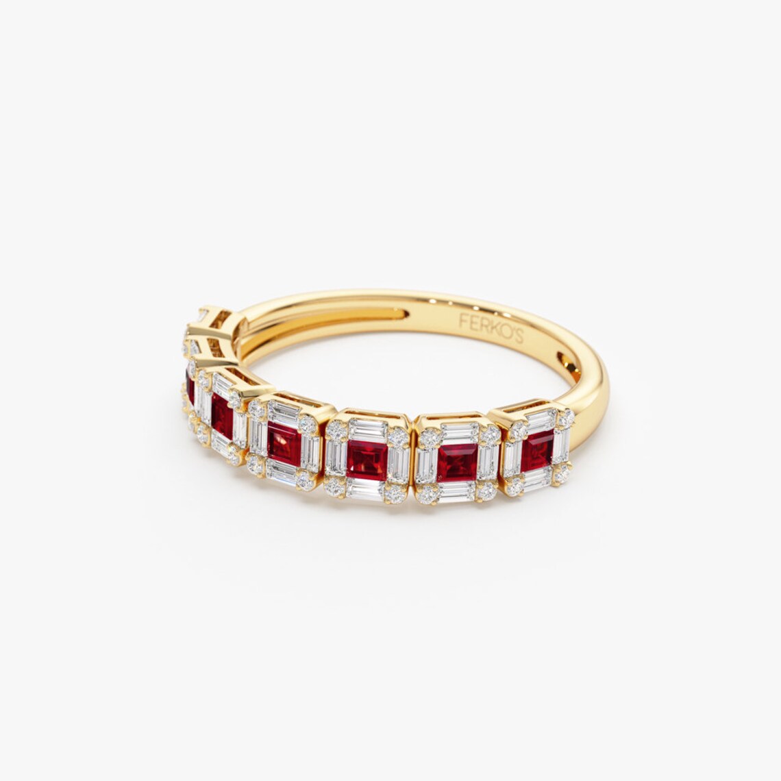 Fine Jewelry / Ruby Diamond Ring / 14k Gold Princess Cut Ruby - Etsy