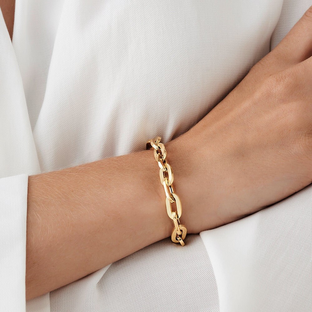 Gold Bracelet / 14k Gold Link Bracelet / 14k Gold Chain - Etsy