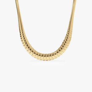 Solid Gold Necklace 14k Gold, Cobra Style Chain Necklace, Laying ...