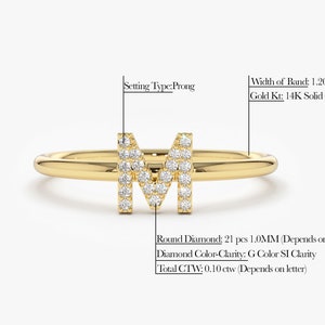 14k Gold Diamond Initial Ring / Diamond Initial Ring / Personalized ...