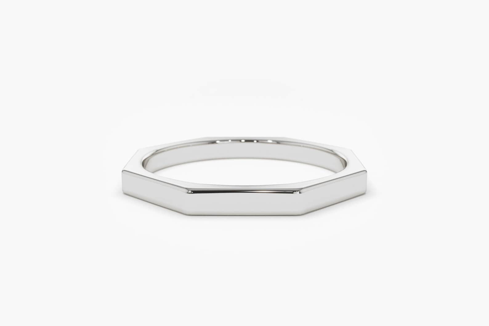 Octagon Gold Ring / 14k Solid Gold Ring / Minimalist Geometric | Etsy