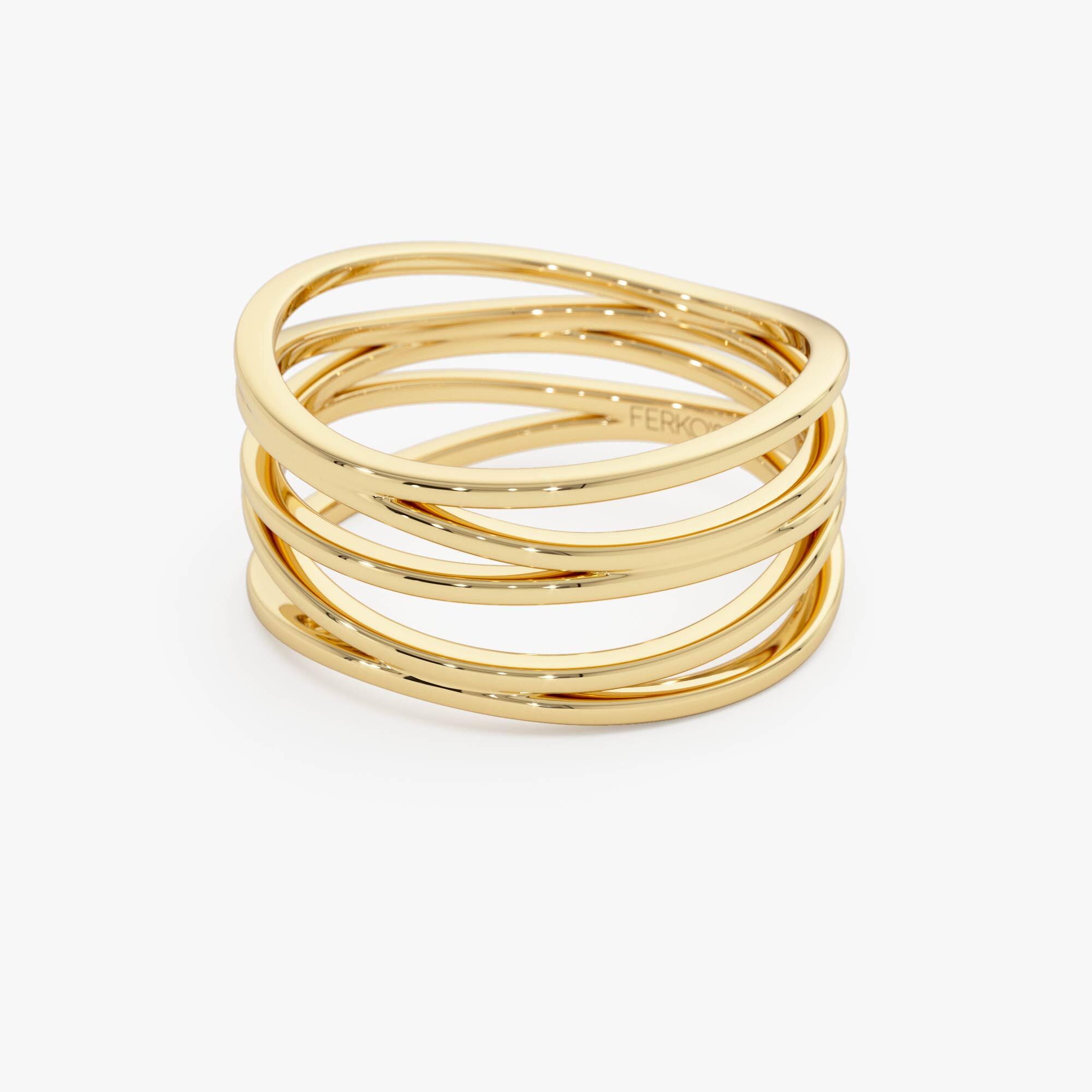 14k Gold Multi Band Crossover Ring: Modern Wide Statement Jewelry - Etsy