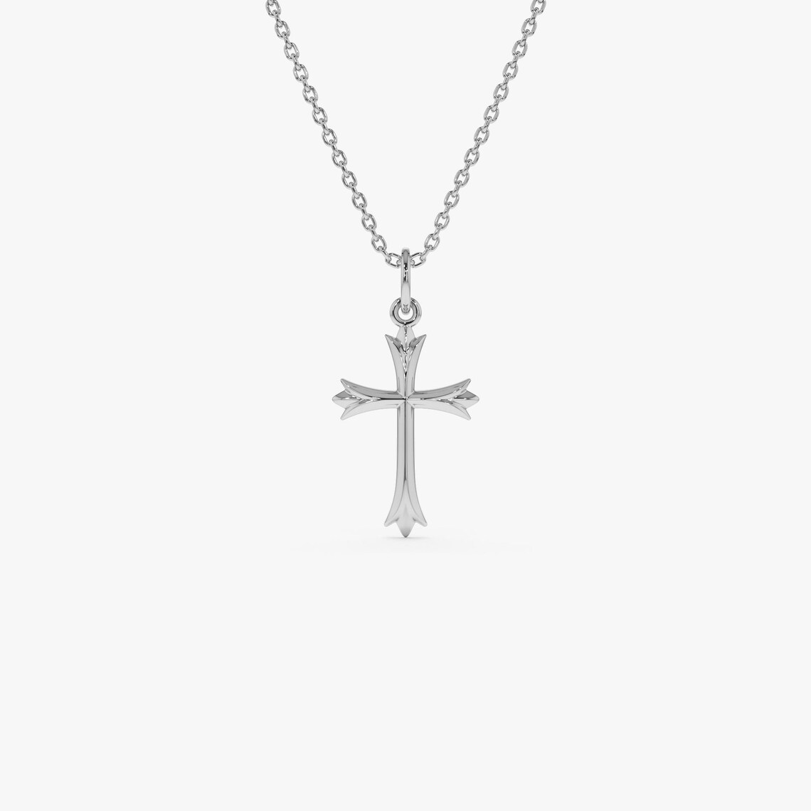 Gold Cross Necklace, 14k Gold Dainty Cross Pendant Necklace, Baptism ...