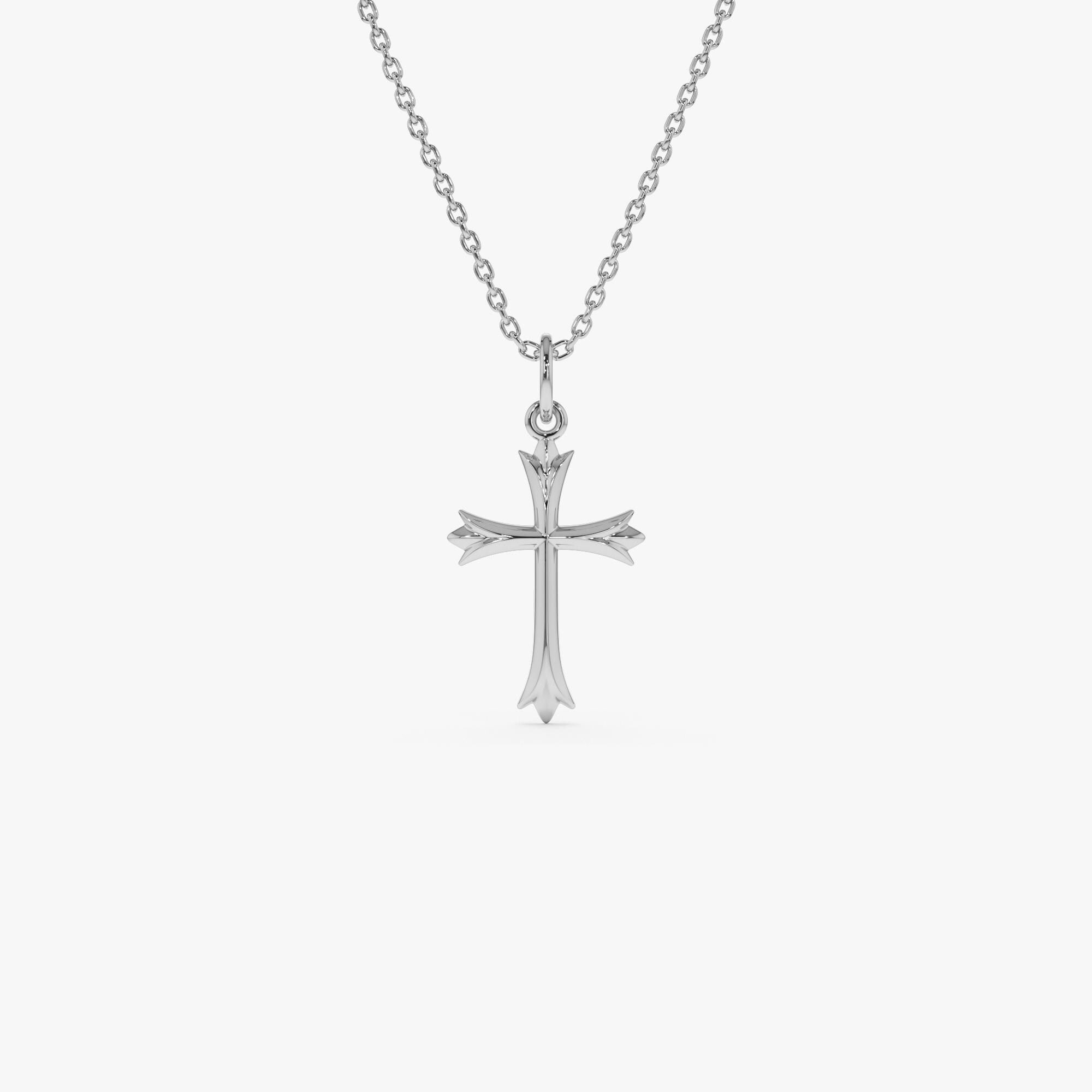 Gold Cross Necklace, 14k Gold Dainty Cross Pendant Necklace, Baptism ...