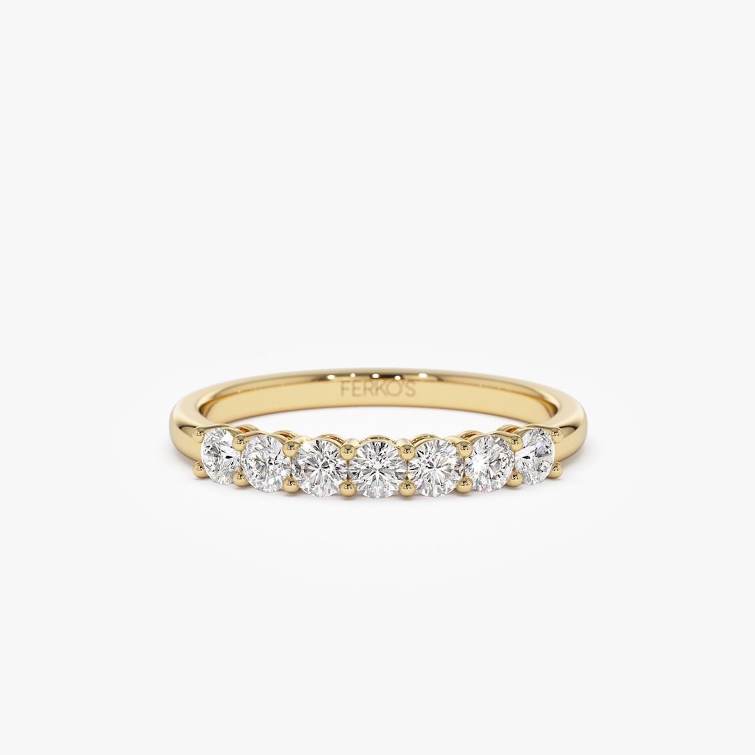 Diamond Ring / 14k Gold 7 Stone Basket Setting Shared Prong 0.40ctw ...