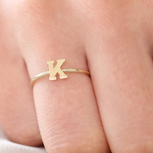 Gold Letter Ring / 14K Solid Gold / Letter Ring / Initial Gold Ring ...