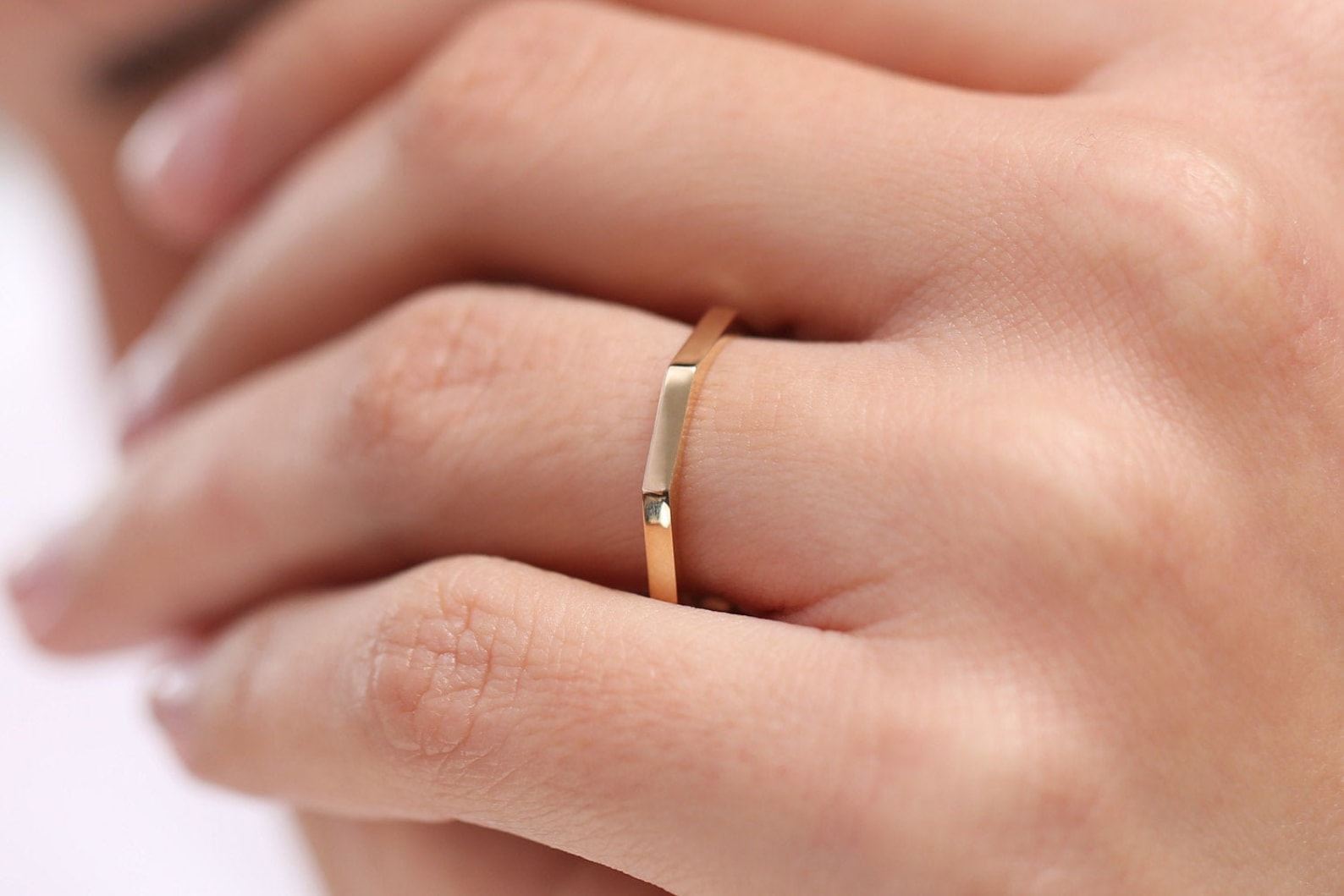 Octagon Gold Ring / 14k Solid Gold Ring / Minimalist Geometric | Etsy