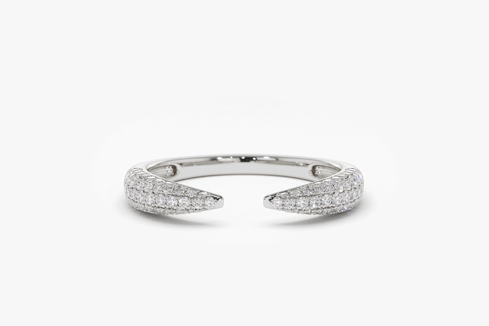 14k Gold Diamond Claw Ring / Stackable Open Claw Micro Pave Diamond ...