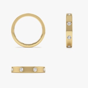 14k Gold Round Diamond Full Eternity Flush Setting Diamond Wedding Ring ...