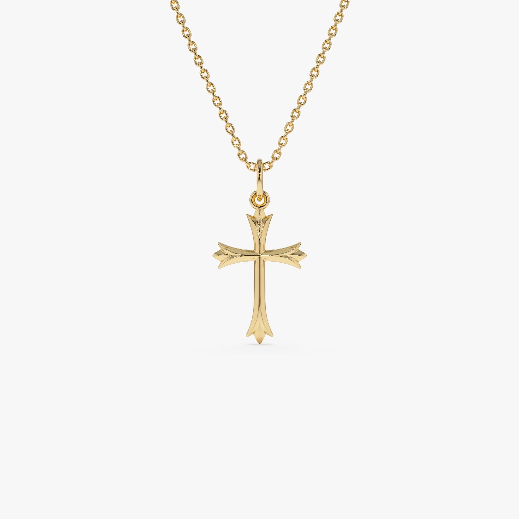 Gold Cross Necklace, 14k Gold Dainty Cross Pendant Necklace, Baptism ...