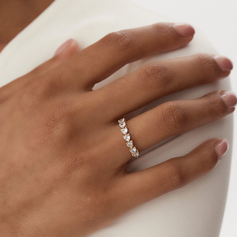 Heart Ring / 14k Heart Shape Diamond Ring / Halfway Eternity - Etsy