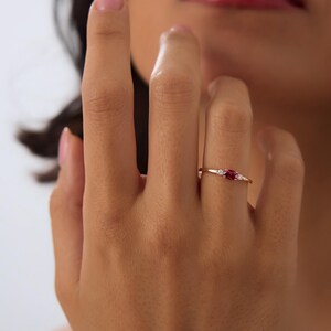 Ruby Ring, Oval Cut Ruby Ring With Round Diamonds, 14k Solid Gold Ruby Birthstone Ring, Dainty ...