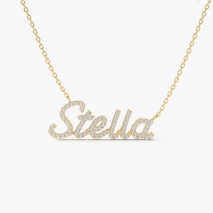 Diamond Name Necklace, 14k Gold Personalized Diamond Name Necklace, My ...