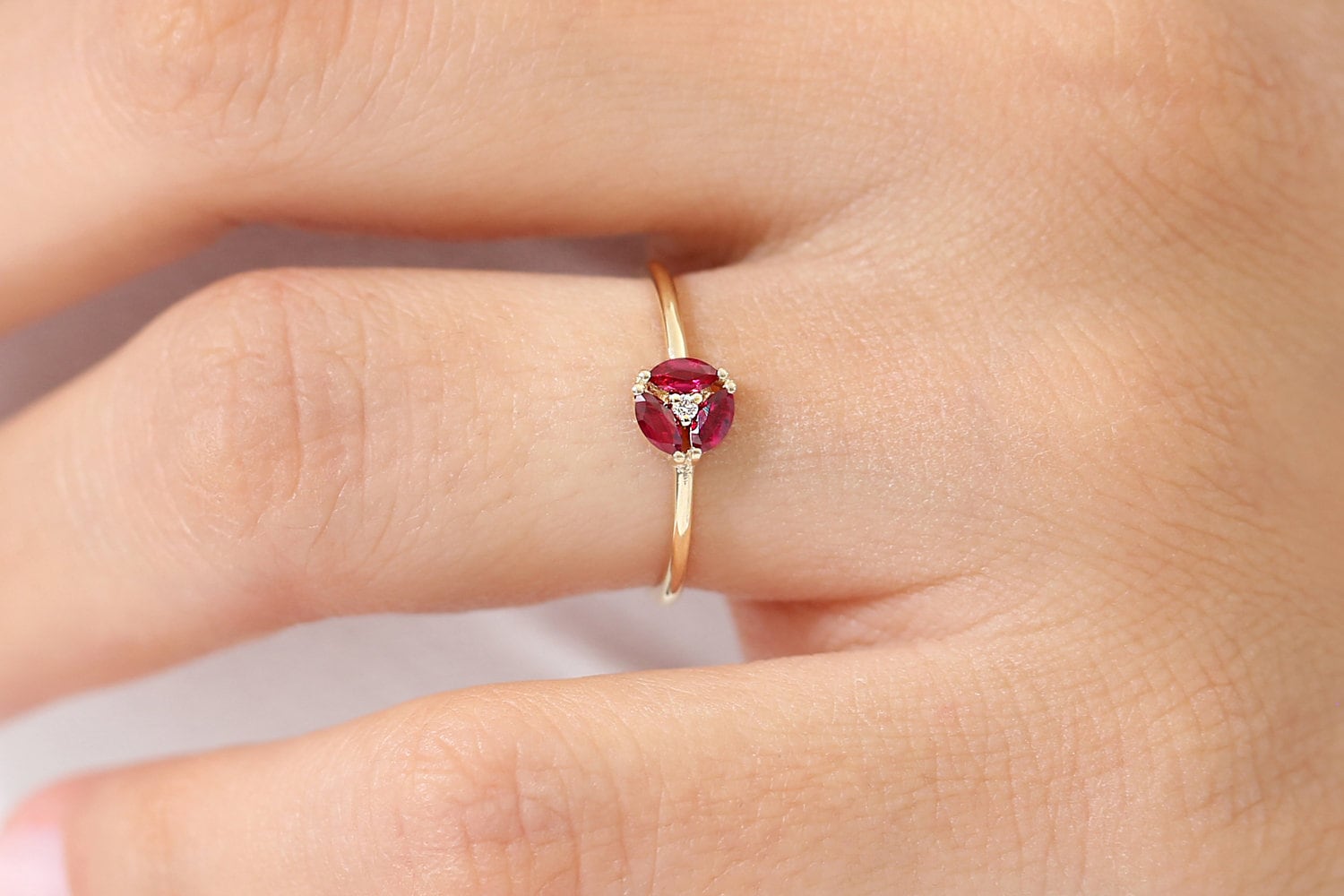 Ruby Ring / Ruby Cluster Ring in 14k Solid Gold / Engagement - Etsy ...