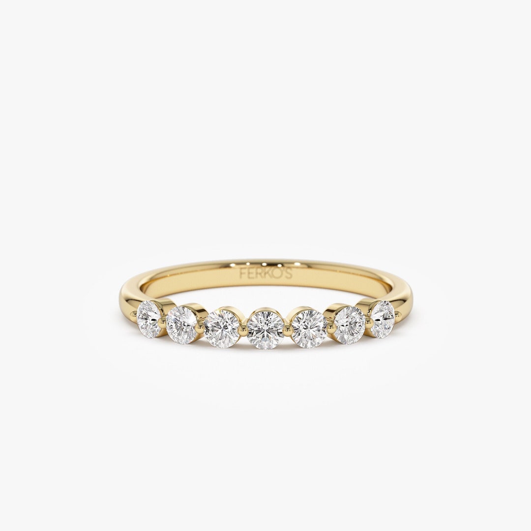 Diamond Anniversary Band, 14k Gold 0.40ctw 7 Stone Shared Prong Diamond ...