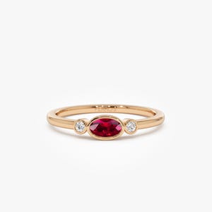 Ruby Ring, 14k Oval Shape Ruby With Round Diamonds, 0.25 Ctw Ruby ...