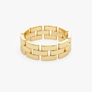 Gold Ring, 14k Gold Wide Link Ring, Modern Chain Band, Bold Statement ...