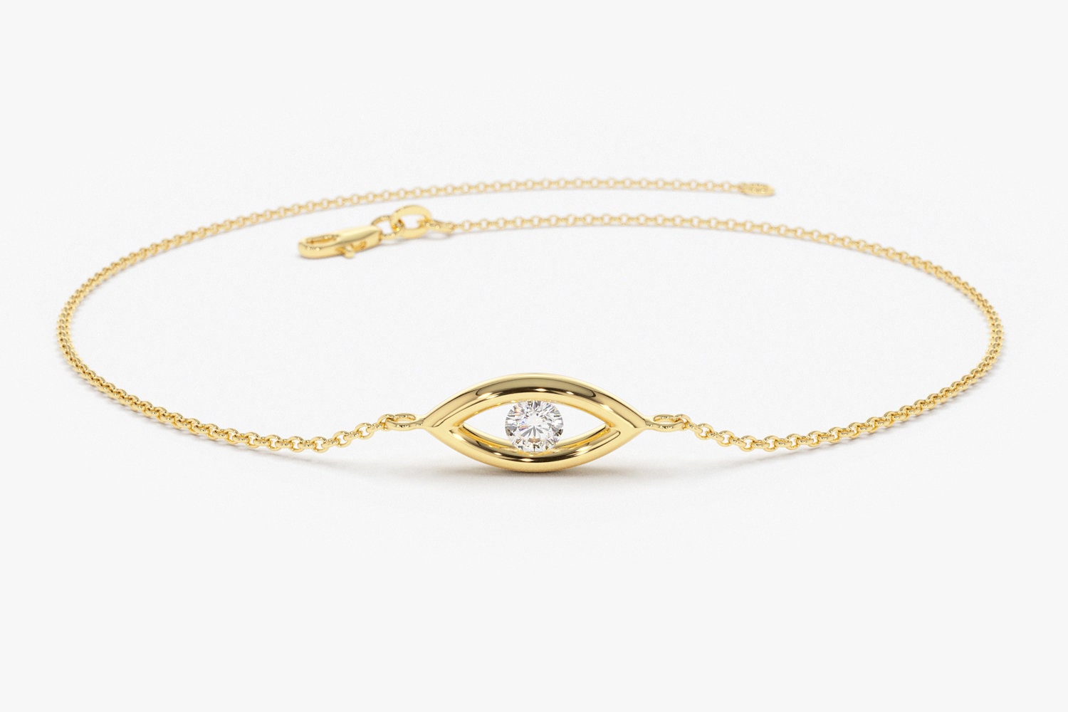Diamond Bracelet / Evil Eye Diamond Bracelet in 14k Gold / - Etsy