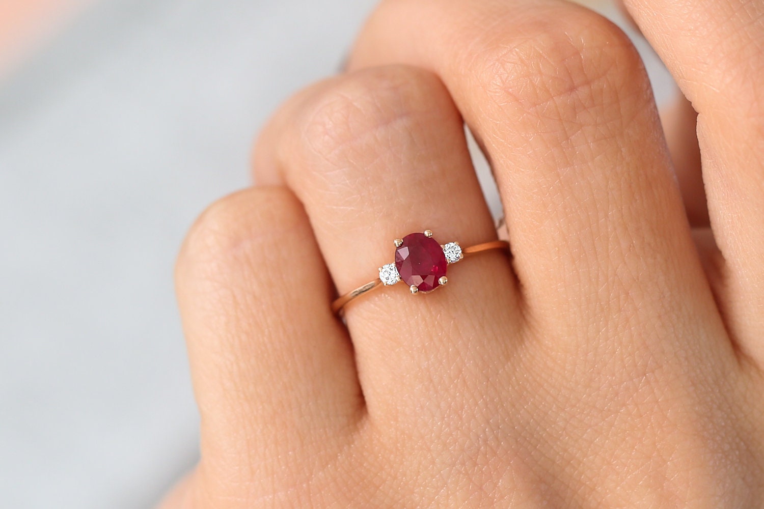 Ruby Ring / Ruby Engagement Ring in 14k Gold / Oval Cut | Etsy