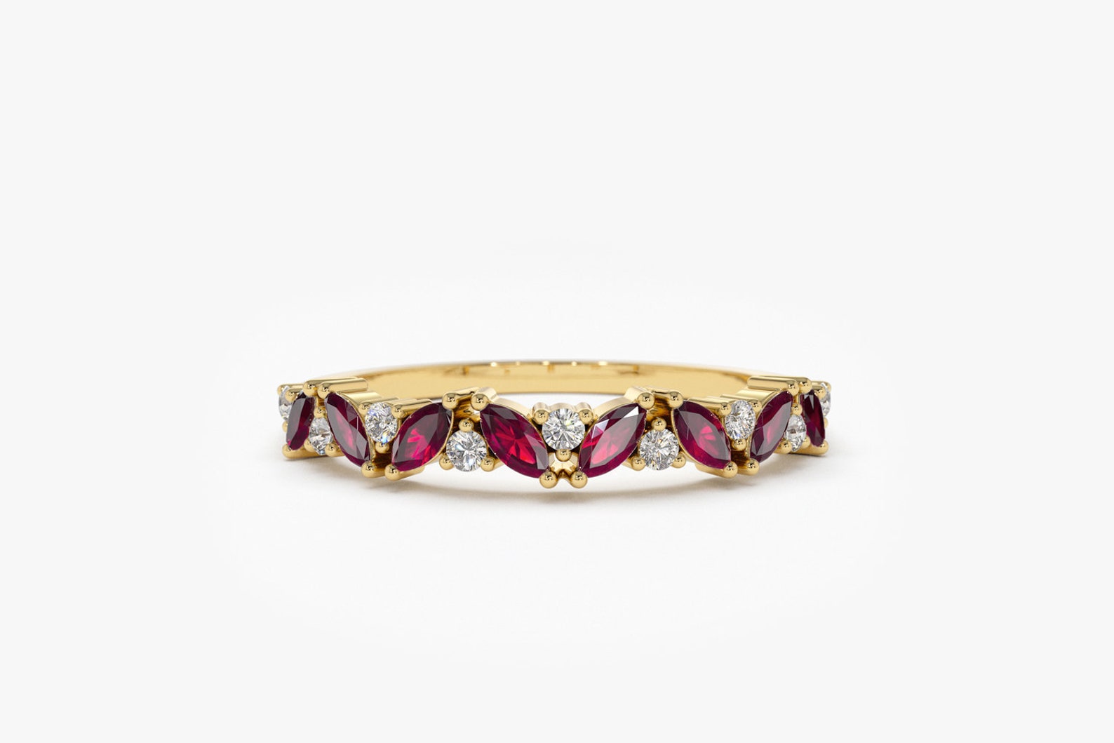 Marquise Ruby & Diamond Ring / Ruby and Marquise Diamond - Etsy