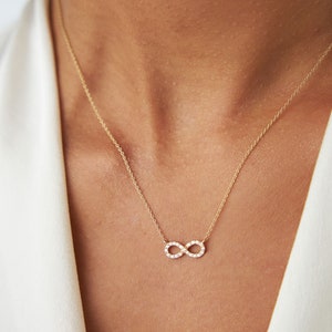 Diamond Infinity Necklace in 14K Gold / Infinity Charm / Infinity ...