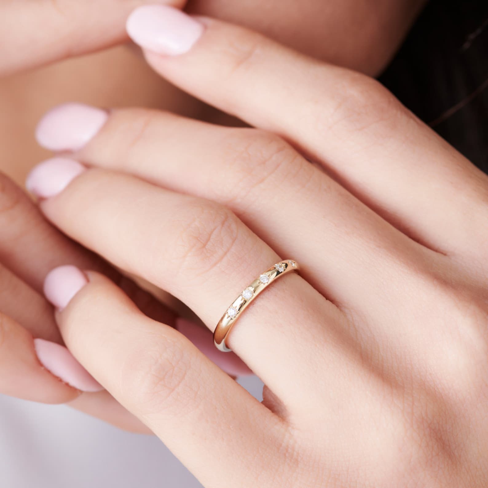 Diamond Ring With Star Setting / 14k Gold Star Setting Polaris - Etsy