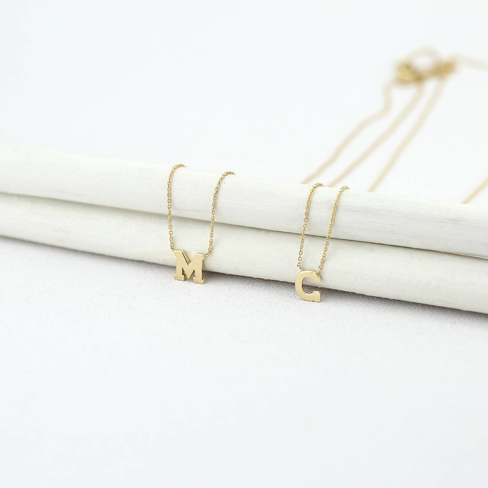 Small Initial Necklace 14k Gold/ Initial Necklace / 14k Gold - Etsy