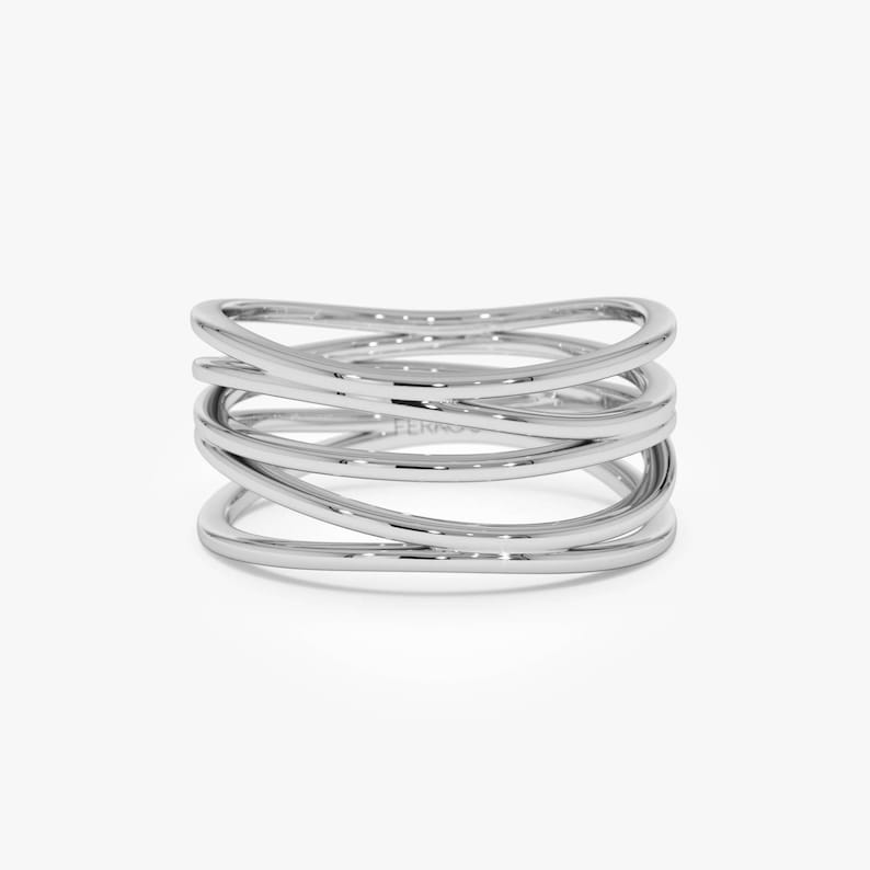 14k Gold Multi Band Crossover Ring: Modern Wide Statement Jewelry - Etsy