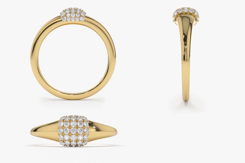 Pinky Ring / 14k Solid Gold Pave Setting Diamond Pinky Ring by Ferko's ...